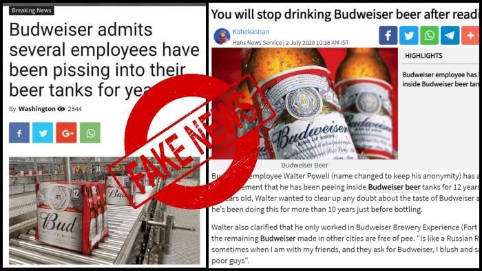 Budweiser Employee Peeing In Beer For 12 Years is FAKE News But The ...
