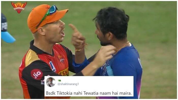 Rahul Tewatia And David Warner Arguing Picture Is Now A Meme – aTrendHub